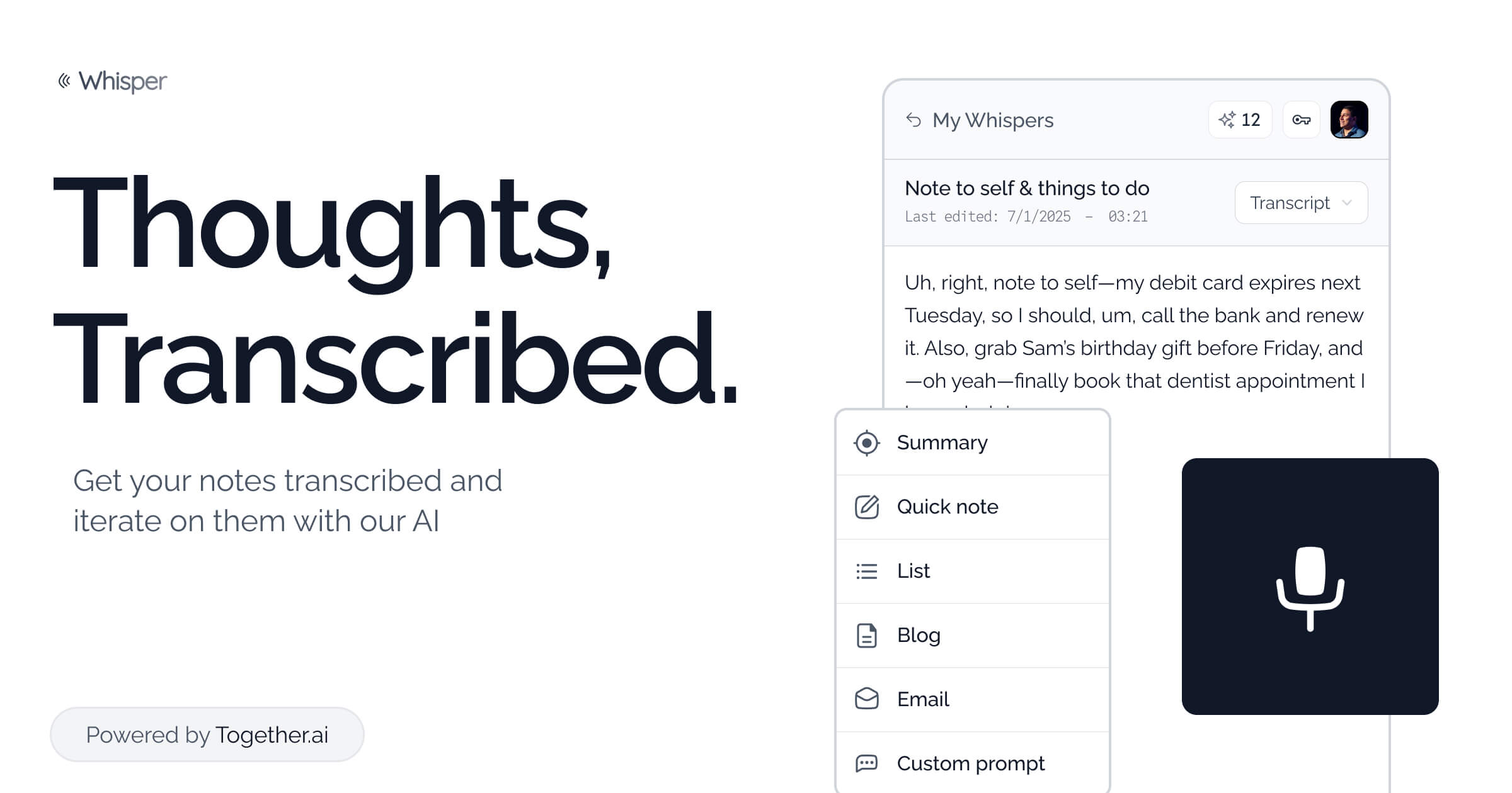 Whisper App - Capture Your Thoughts By Voice
